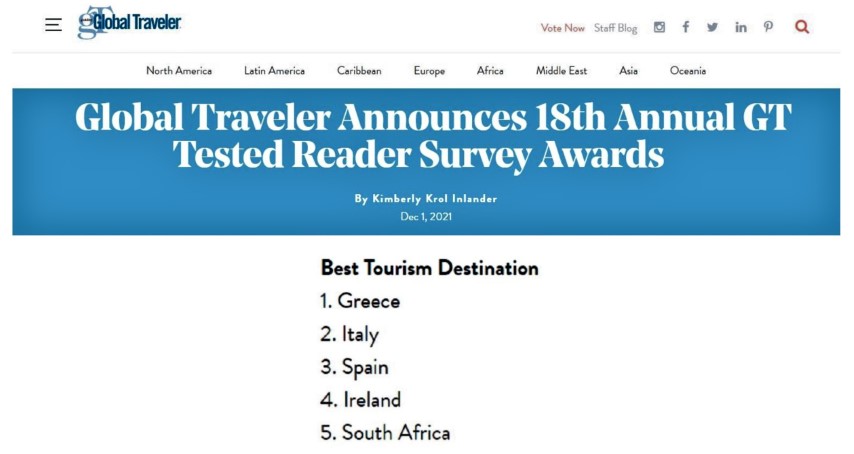 Global Traveler: Η Ελλάδα Καλύτερος Τουριστικός Προορισμός του 2021 στα ...